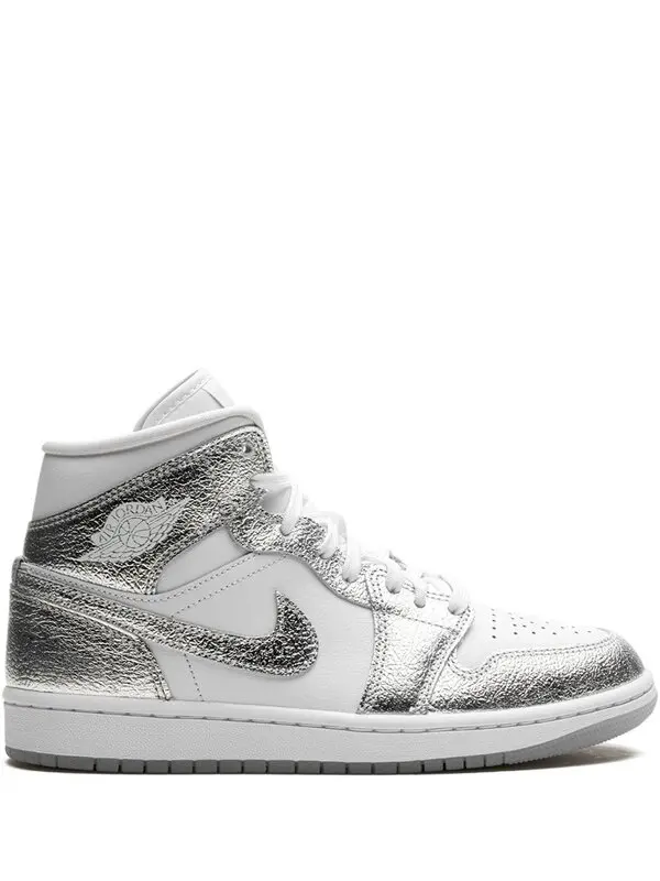 JORDAN Air 1 Mid Se Metallic Silver Sneakers - White
