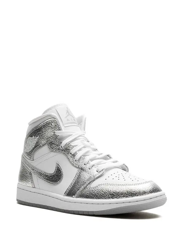 JORDAN Air 1 Mid Se Metallic Silver Sneakers - White