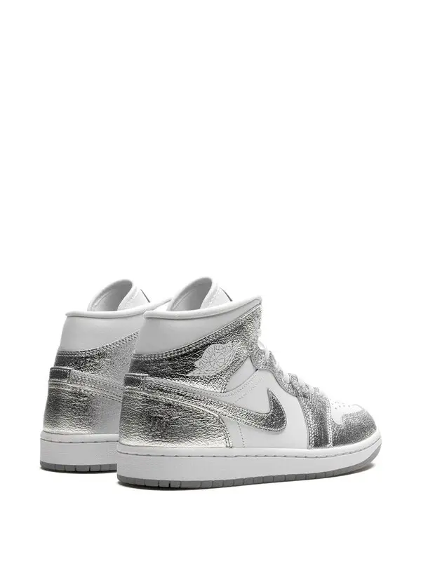 JORDAN Air 1 Mid Se Metallic Silver Sneakers - White