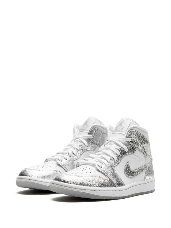 JORDAN Air 1 Mid Se Metallic Silver Sneakers - White