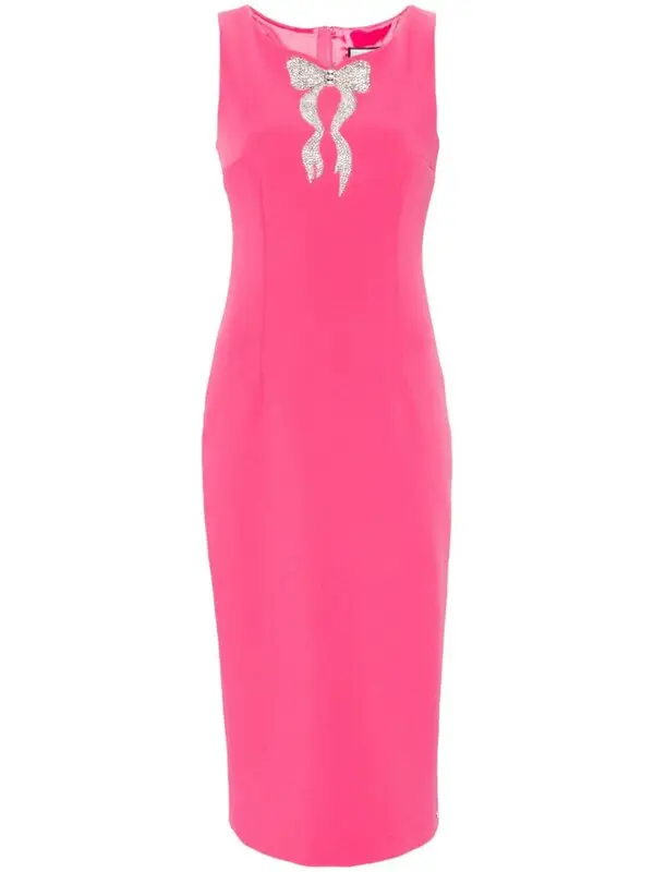 NISSA Crystal-embellished Crepe Midi Dress - Pink