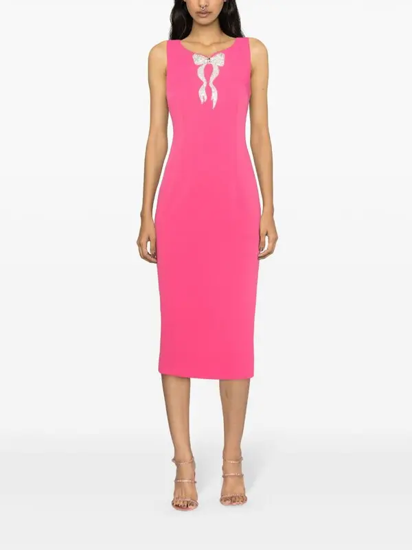NISSA Crystal-embellished Crepe Midi Dress - Pink