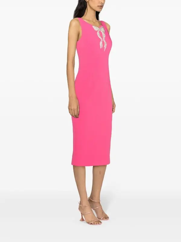 NISSA Crystal-embellished Crepe Midi Dress - Pink