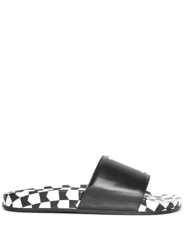 Rhude Logo-print Leather Slides - Black