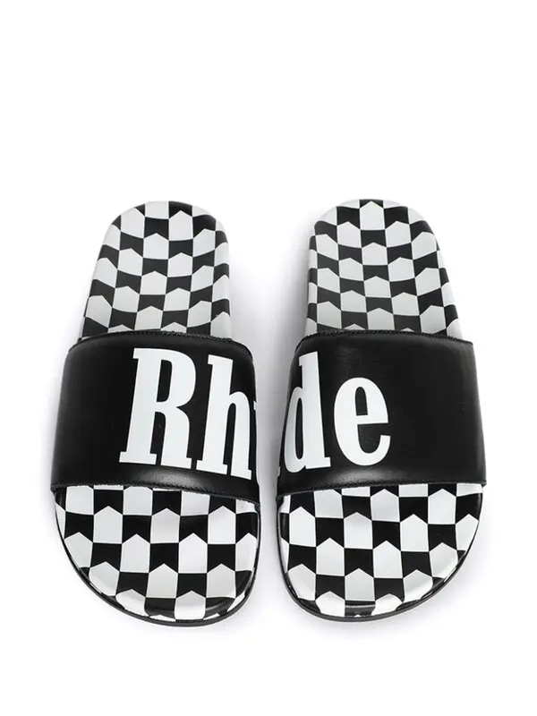 Rhude Logo-print Leather Slides