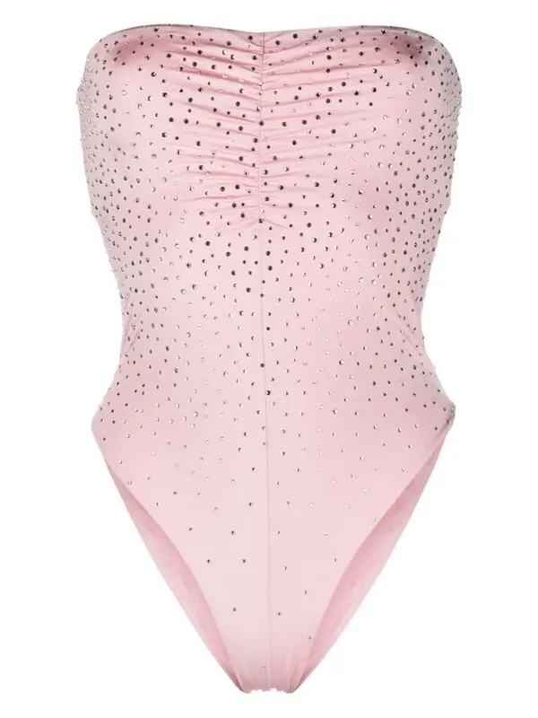 FORTE_FORTE Rhinestone-embellished Strapless Swimsuit - Pink