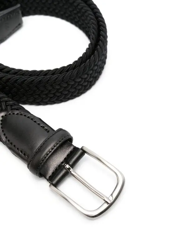 ERALDO Leather-trim Woven Belt - Black