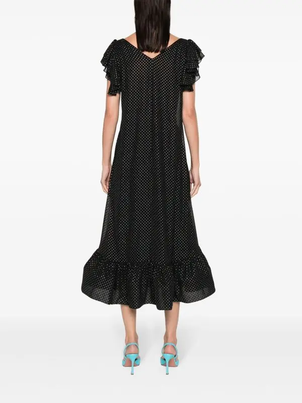 NISSA Polka-dot Belted Midi Dress