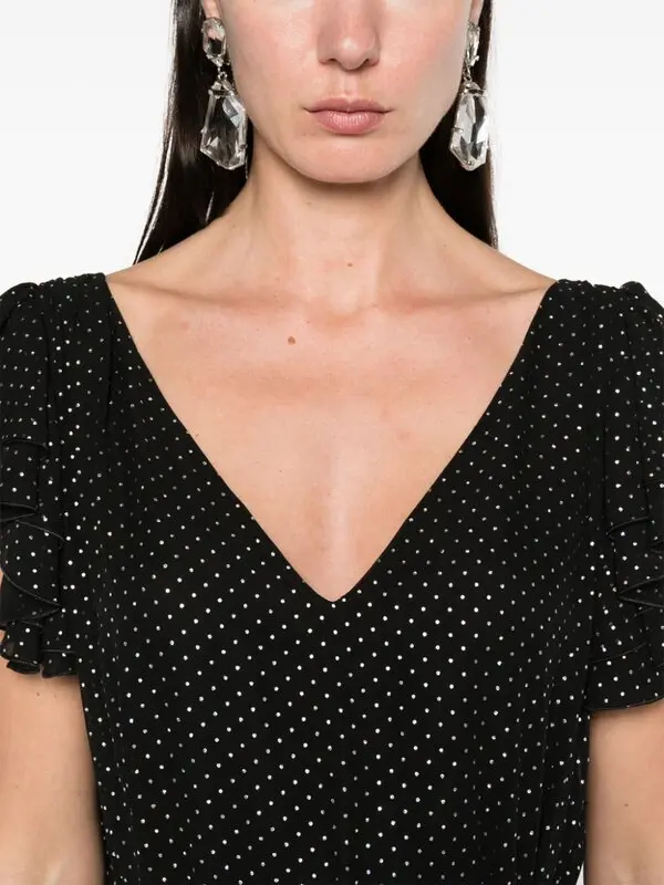 NISSA Polka-dot Belted Midi Dress