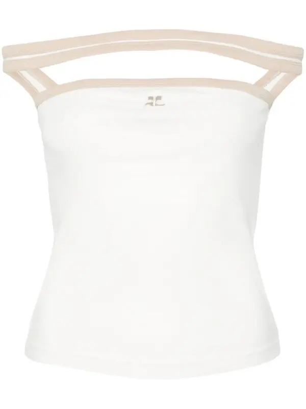 COURREGES Hyperbole Contrast Sleeveless Top - White