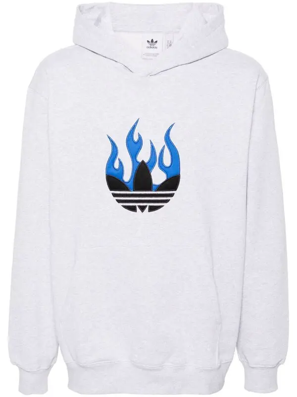 Adidas Flames Logo-patch Cotton Hoodie