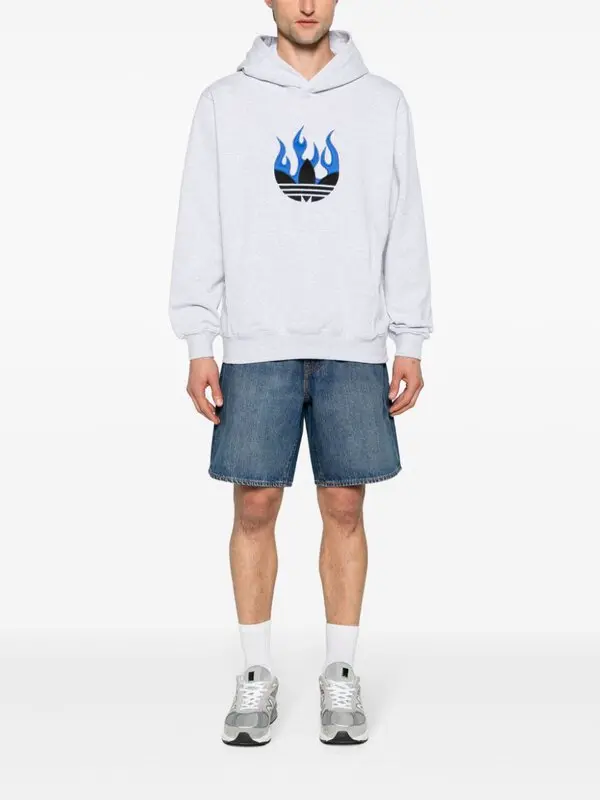 Adidas Flames Logo-patch Cotton Hoodie