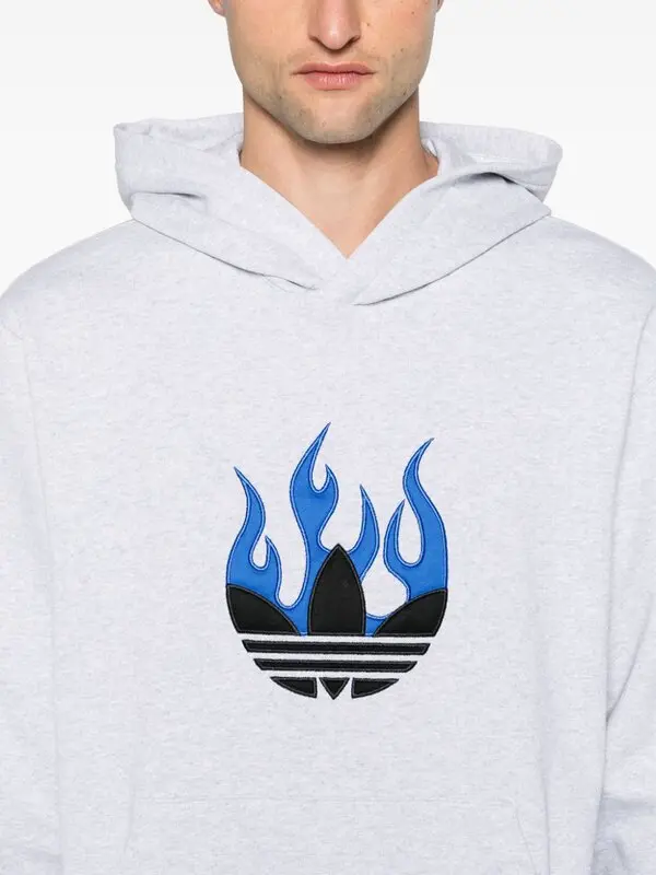 Adidas Flames Logo-patch Cotton Hoodie