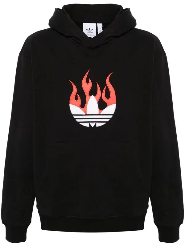 Adidas Flames Logo-patch Cotton Hoodie