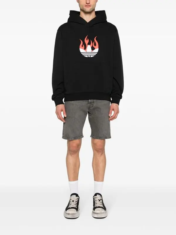 Adidas Flames Logo-patch Cotton Hoodie