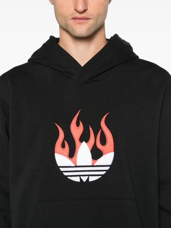 Adidas Flames Logo-patch Cotton Hoodie