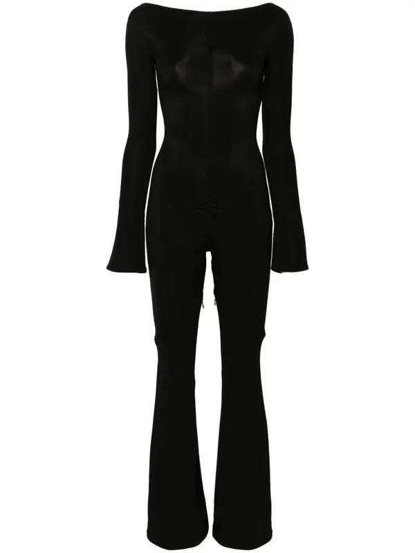 COURREGES Ellipse Zip-up Crepe Jumpsuit - Black