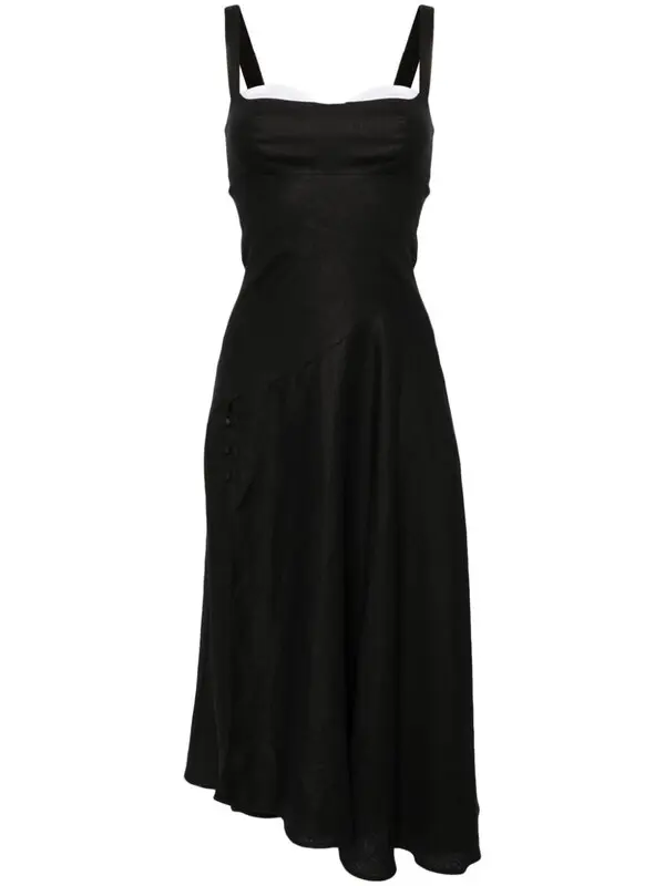 Reformation Bekki Linen Midi Dress In Black - 30% Off | Editorialist