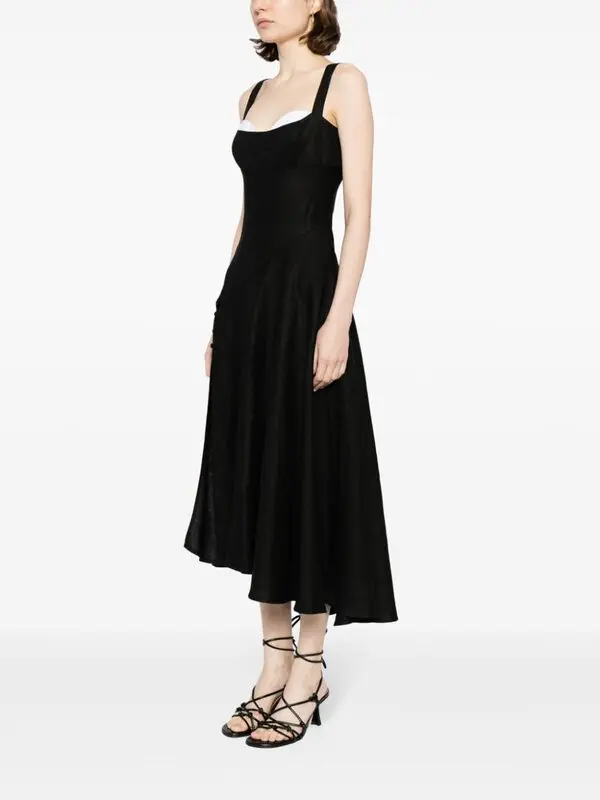 Reformation Bekki Linen Midi Dress In Black - 30% Off | Editorialist