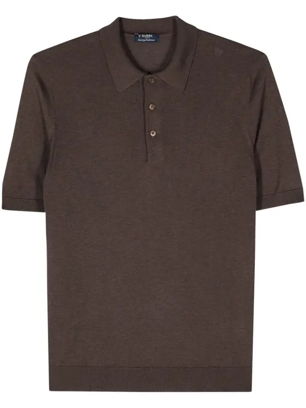 BARBA NAPOLI Short-sleeve Silk Polo Shirt - Brown