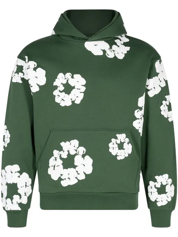 DENIM TEARS Wreath-print Hoodie - Green