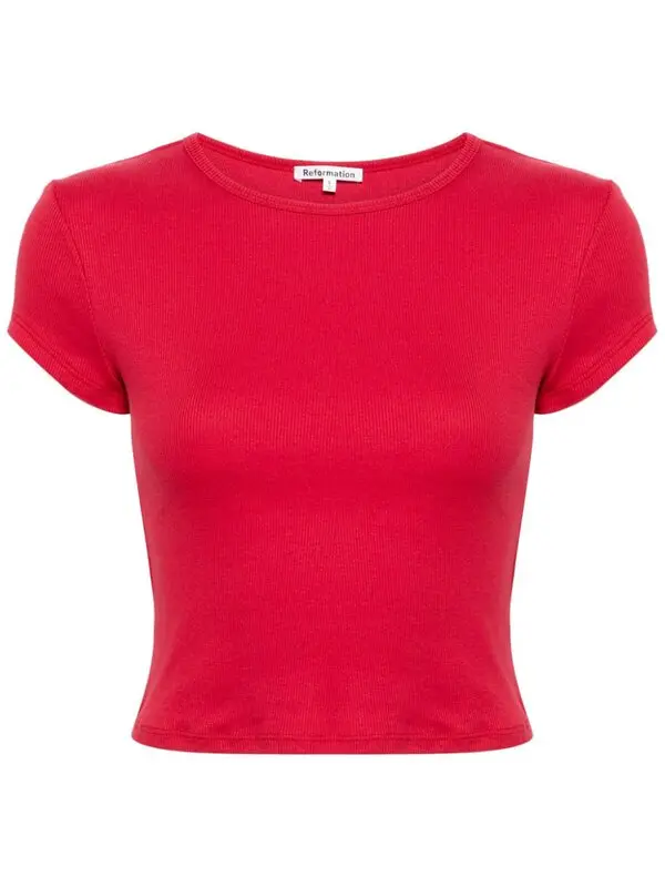 REFORMATION Muse Cropped T-shirt - Red