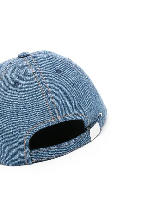 LANVIN Logo-appliqué Denim Cap - Blue