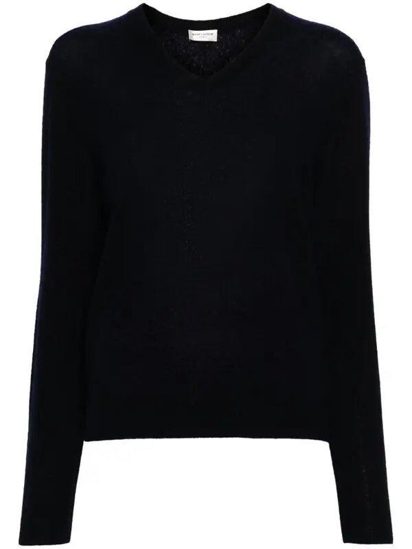 Saint Laurent V-neck Knitted Jumper - Blue