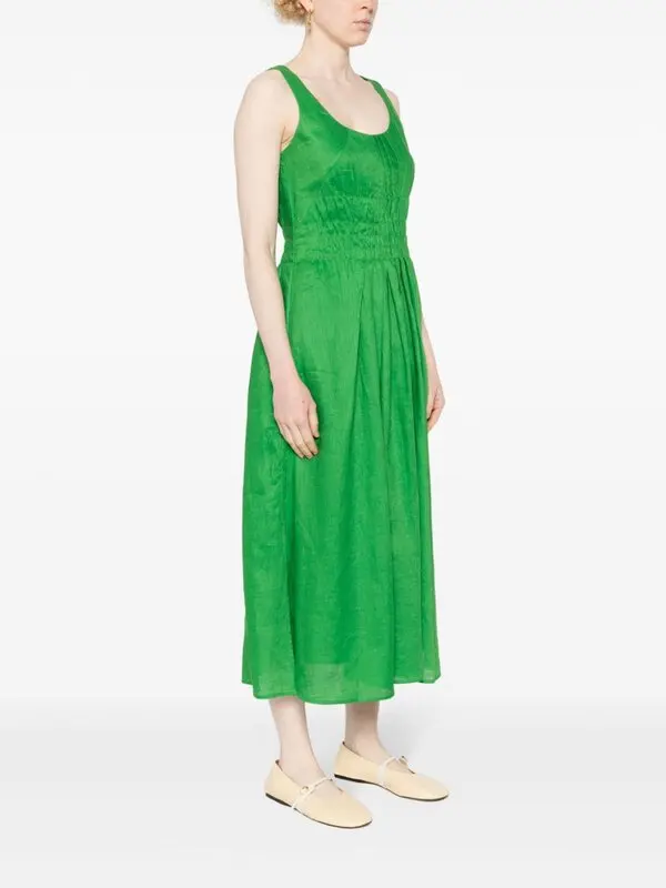 green emerald velvet dress Clara Linen Blend Shirt Dress-Multi, Citrus Vine Tile
