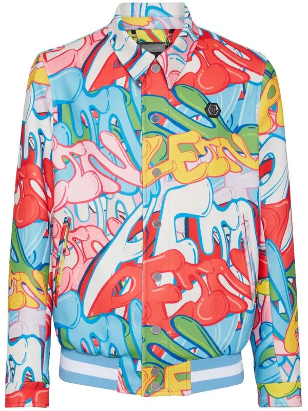 Philipp Plein Graffiti-print Shirt Jacket - Blue
