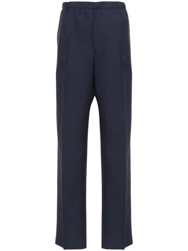 Fendi Virgin Wool Straight-leg Trousers - Blue
