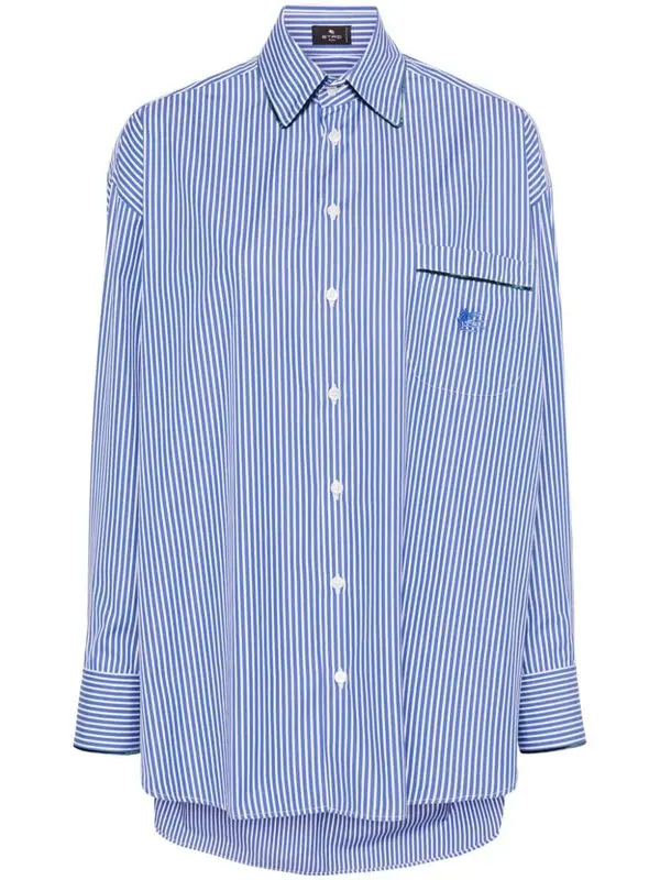 Etro Logo-embroidered Striped Shirt - Blue