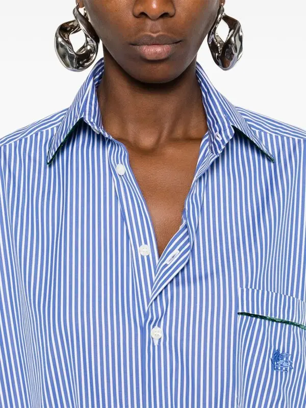 Etro Logo-embroidered Striped Shirt - Blue