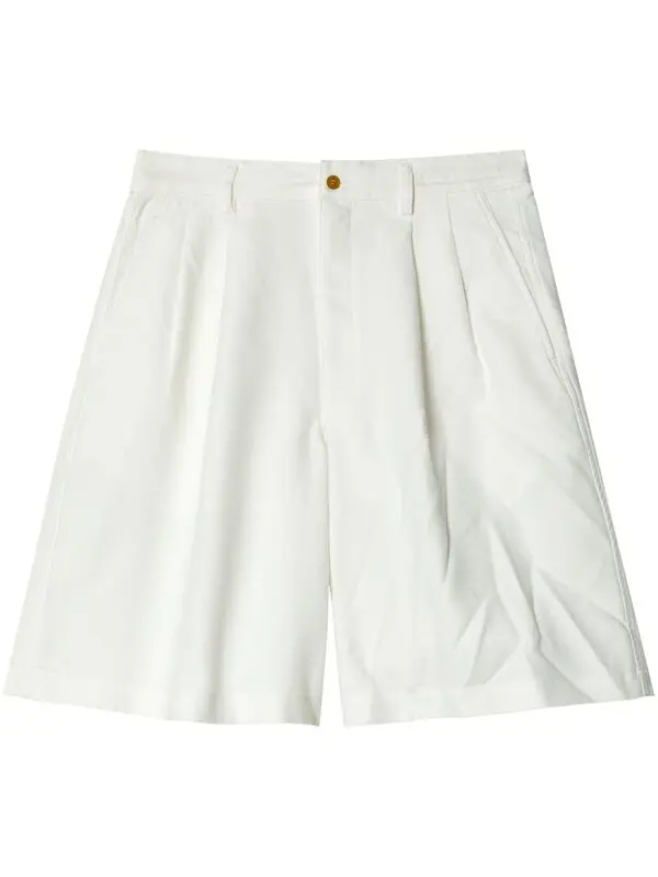 Comme Des Garçons Pleat-detail Wide-leg Shorts - White