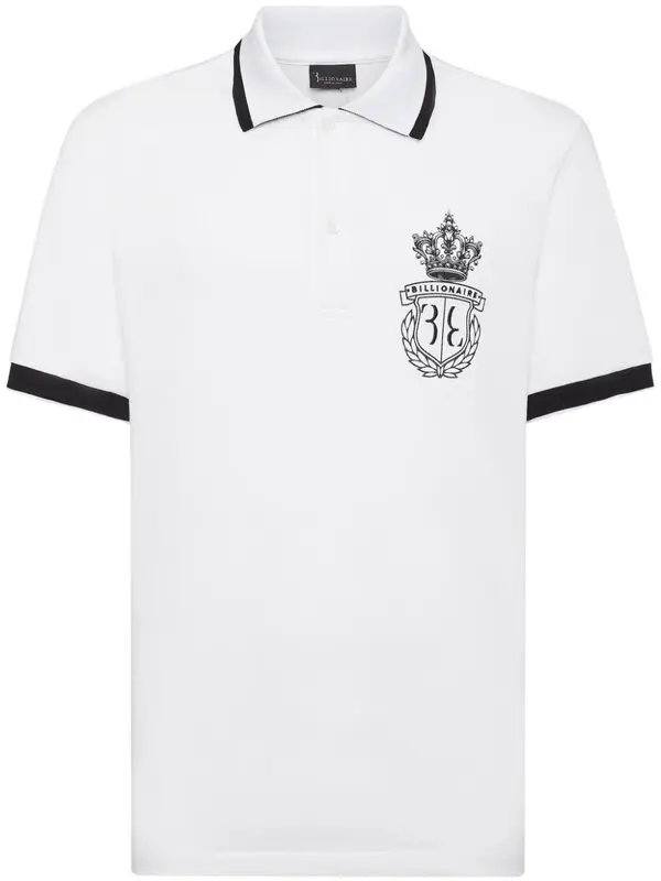 BILLIONAIRE Logo-embroidered Cotton Polo Shirt - White