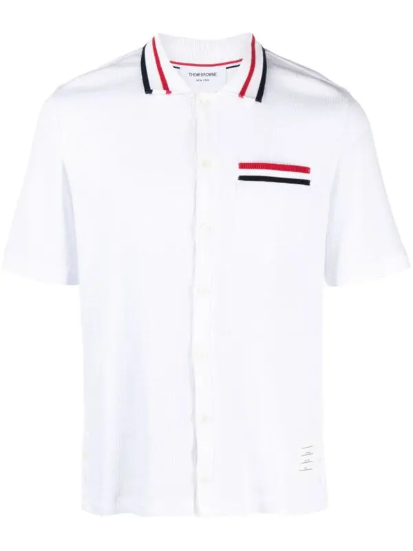 Thom Browne Rwb-stripe Cotton Shirt - White
