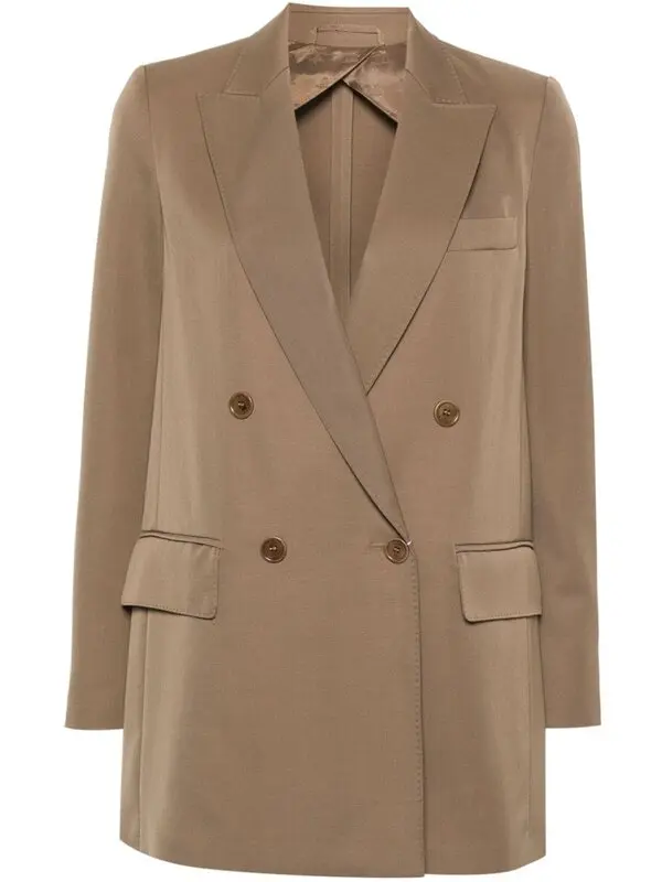 Max Mara Double-breasted Virgin Wool-blend Blazer - Brown