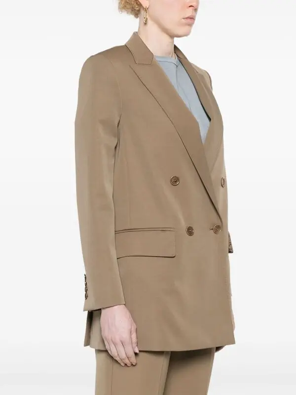 Max Mara Double-breasted Virgin Wool-blend Blazer - Brown