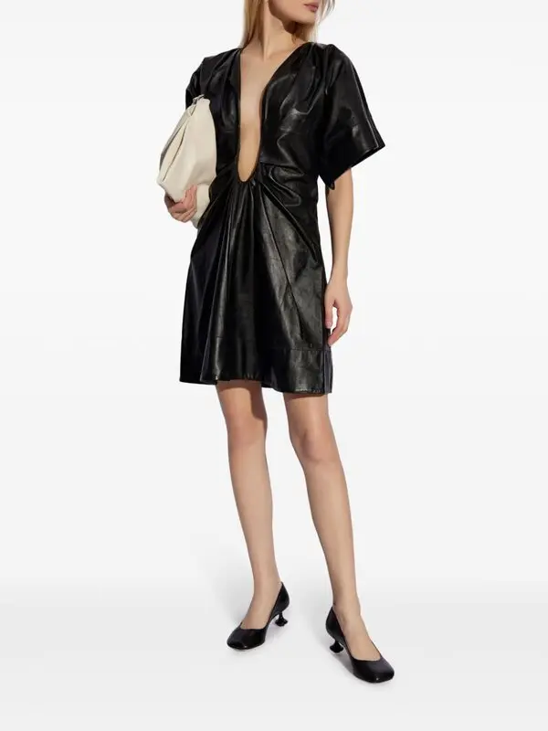 Victoria Beckham Pleated Leather Minidress
