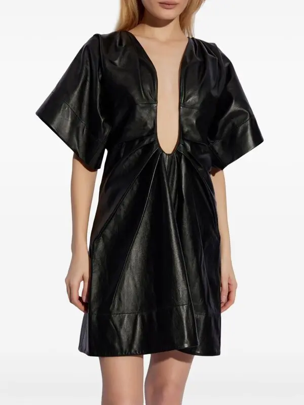 Victoria Beckham Pleated Leather Minidress