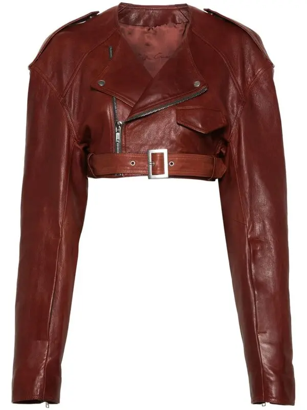 Rick Owens Micro Biker Cropped Jacket - Orange