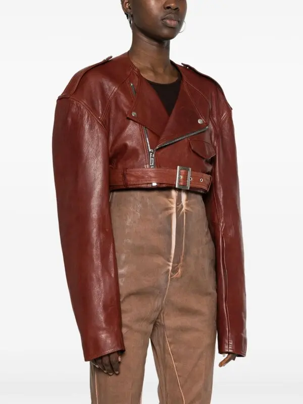 Rick Owens Micro Biker Cropped Jacket - Orange