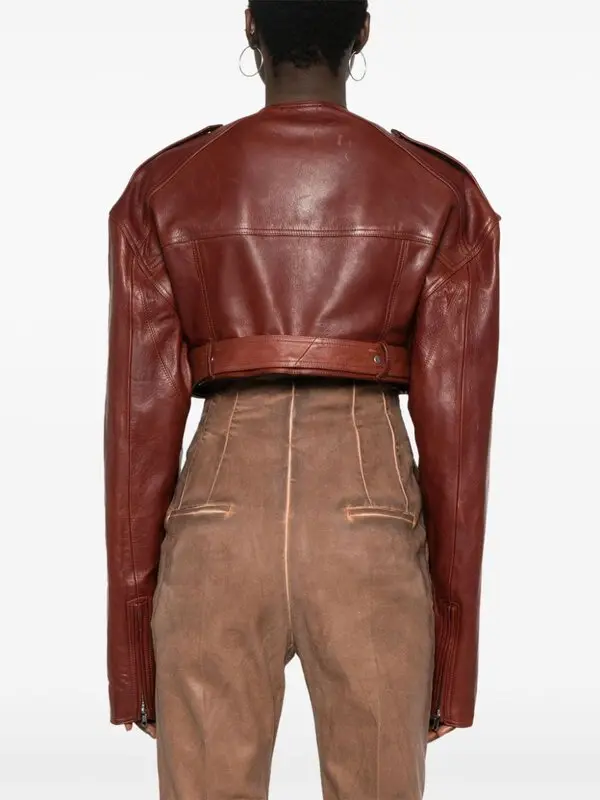 Rick Owens Micro Biker Cropped Jacket - Orange
