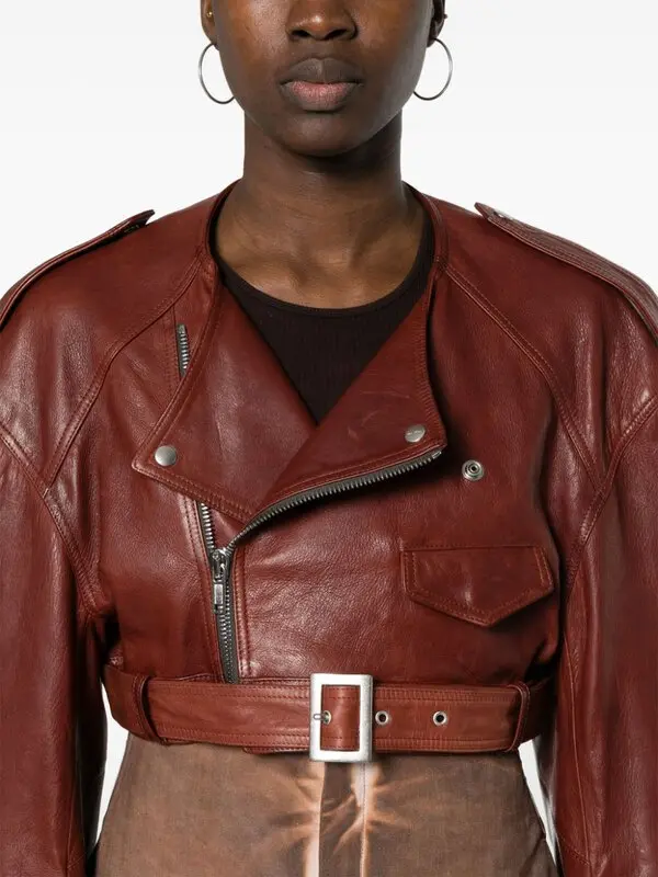 Rick Owens Micro Biker Cropped Jacket - Orange