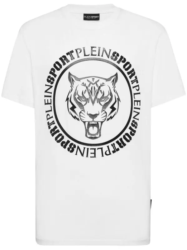 PLEIN SPORT Carbon Tiger-print Cotton T-shirt - White