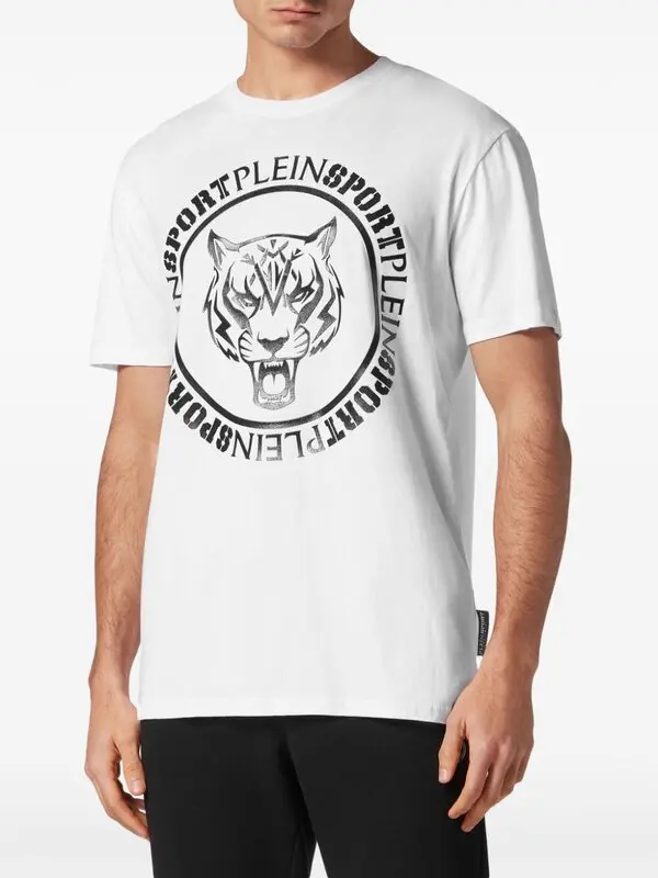 PLEIN SPORT Carbon Tiger-print Cotton T-shirt - White