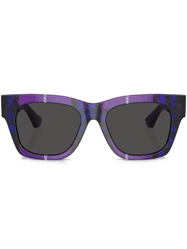 Burberry Checkered Wayfarer-frame Sunglasses - Purple