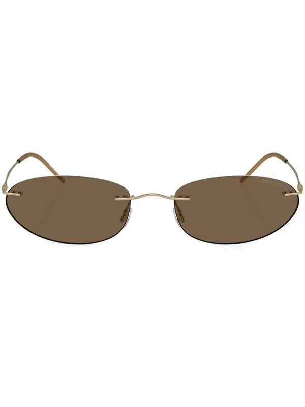 Giorgio Armani Rimless Oval Sunglasses - Gold