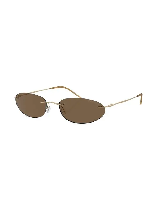 Giorgio Armani Rimless Oval Sunglasses - Gold