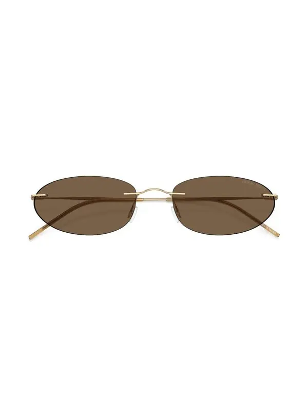 Giorgio Armani Rimless Oval Sunglasses - Gold